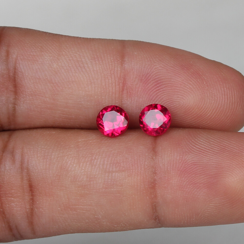 2.50 Ct Natural Round Mozambique Red Ruby Matching Pair Gems Certified ...