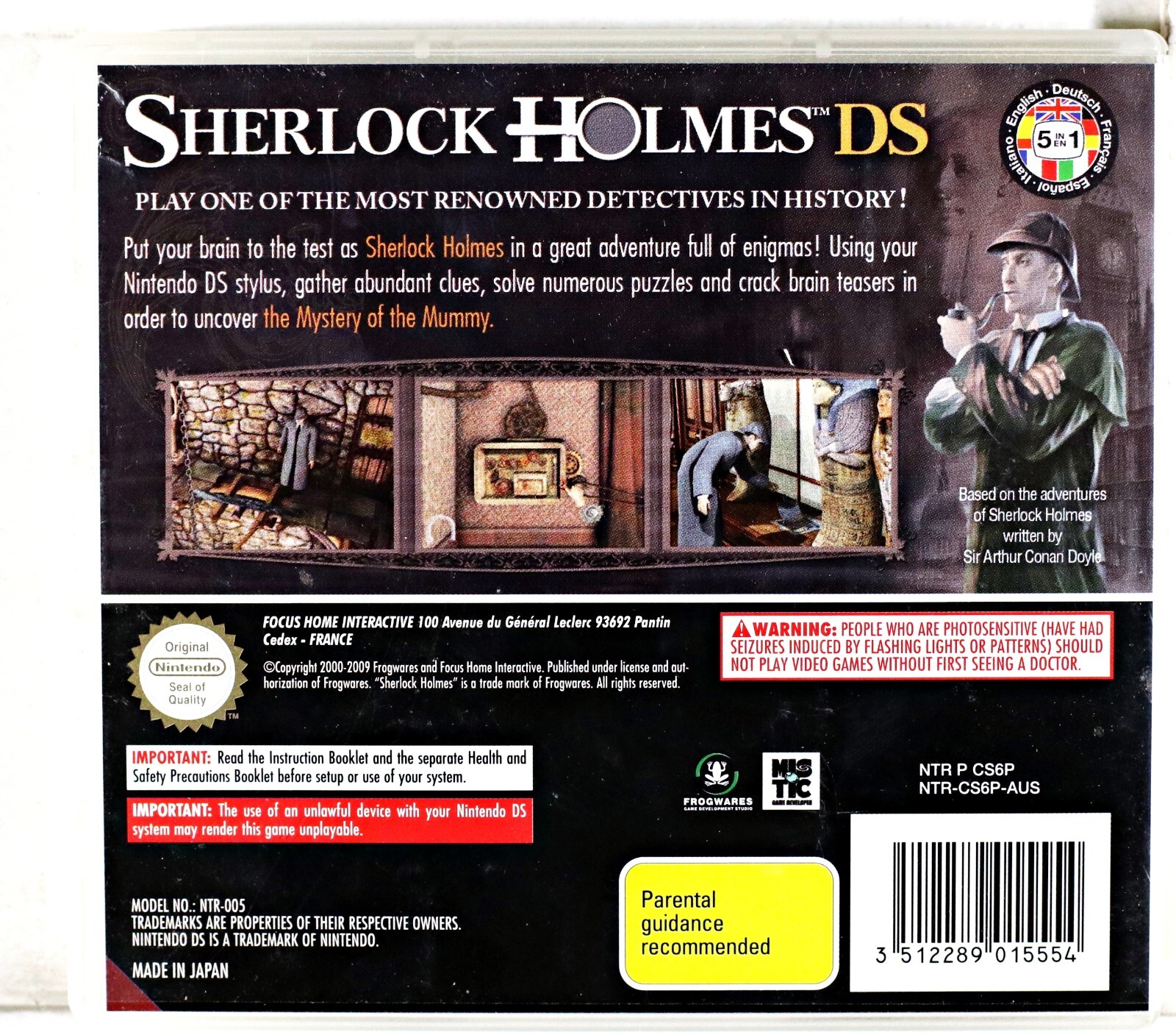 Sherlock Holmes: The Mystery of the Mummy - Nintendo DS Game + Manual ...