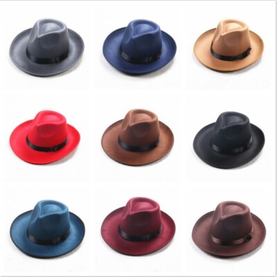Unisex Races Ascot Wide Brim Hard Pure Wool Fedora Trilby Panama Hat ...