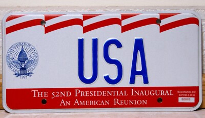 NEW USA 52nd Presidential Inaugural Washington DC License Plate ...