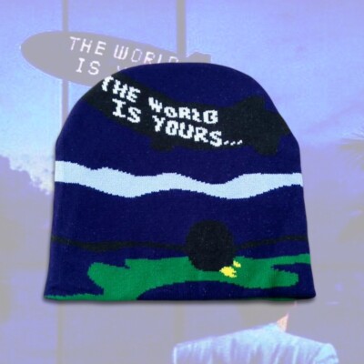 Scarface The World Is Yours Graphic Unisex Skull Cap Y2K Knit Beanie ...