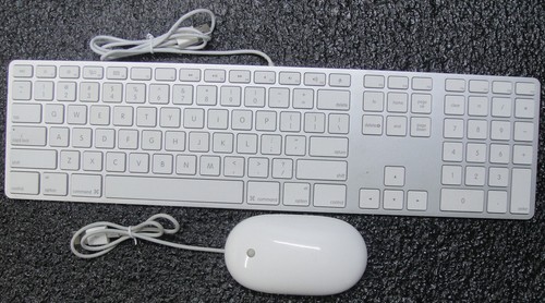 Apple White Aluminum USB Wired Keyboard Mighty Mouse iMAC G4 G5 eMAC ...