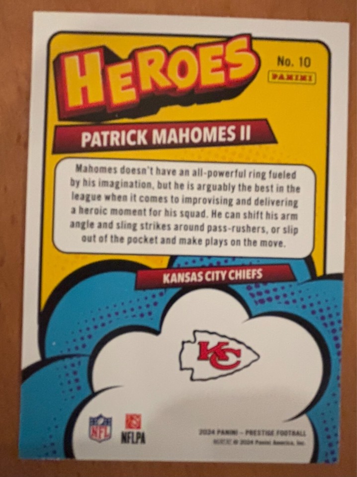 Patrick Mahomes 2024 Panini Prestige Heroes #10 Insert Football | eBay