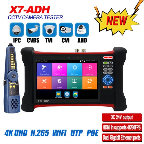Rsrteng X7-ADH 7" inch CCTV Camera Tester IPC AHD TVI CVBS POE WiFi 4K ...