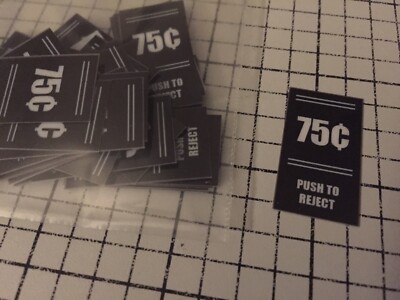 Push To Reject Arcade Coin Door Button Insert - .75¢ Cents - 10 Pack ...