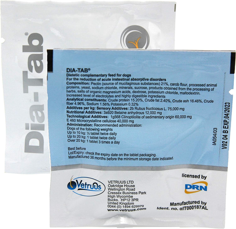 Dia-Tab Diarrhoea Tablets for Dogs & Cats - Chewable Relief, 6 Pack + 5 Poo Bags | eBay
