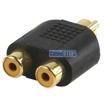 RCA PHONO ADAPTER 1 x MALE PLUG TO TWIN 2 x FEMALE SOCKETS Y SPLITTER ...