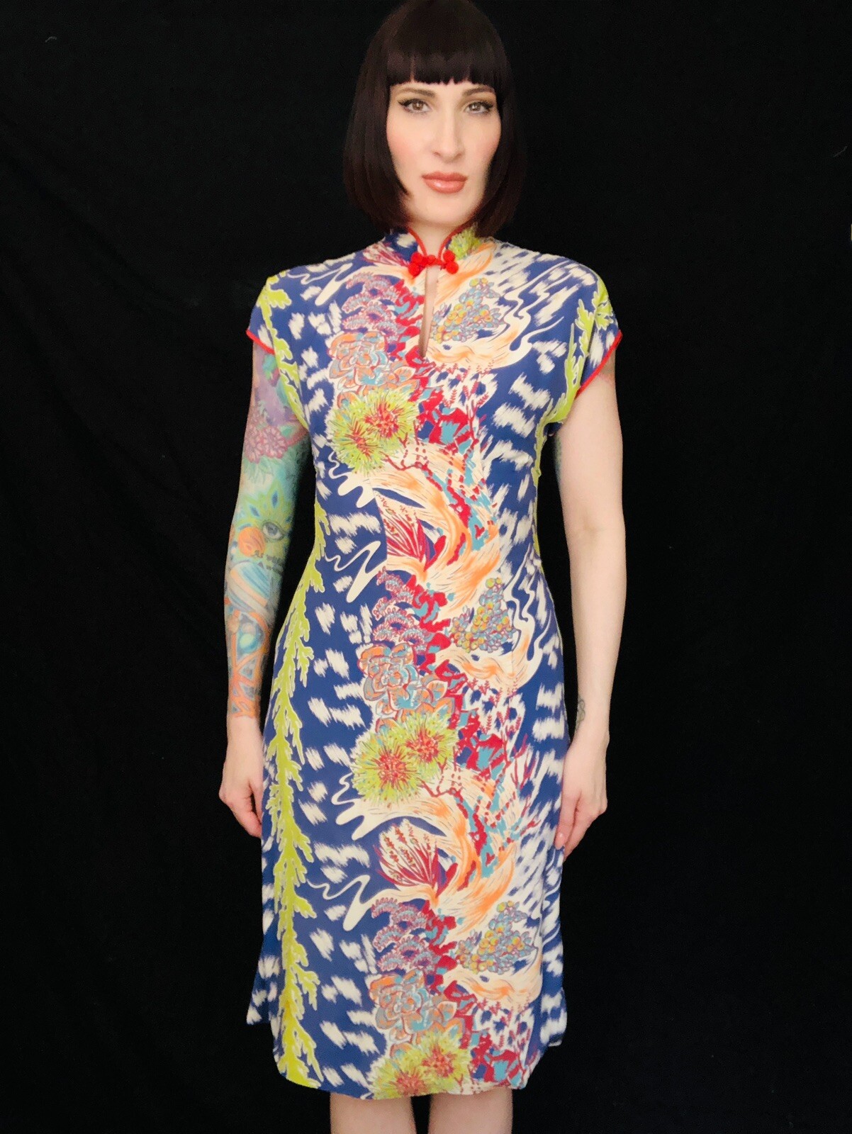 Vintage 1940s 40s Cold Rayon Wild Psychedelic Floral Hawaiian Dress ...