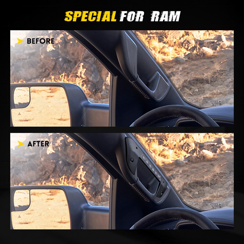 Grab Handle Switch Panel System For Dodge Ram RGB 6 Gang Wireless Light ...