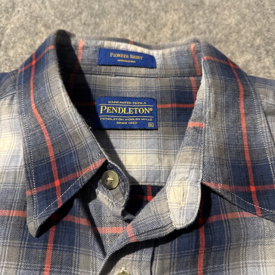 Pendleton Pioneer Shirt Pima Cotton/Merino Wool Mens XL Long Sleeve Plaid Button | eBay