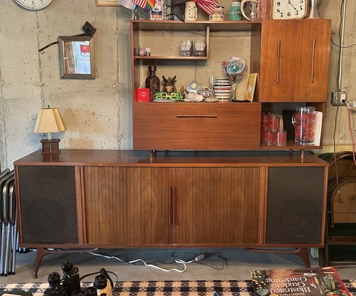 Danish Mid Century Modern Bar Stereo Console Credenza Cabinet Vintage ...