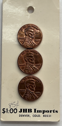 3 JHB International PENNY BUTTONS Novelty Sew-On Shank NEW On Card ...