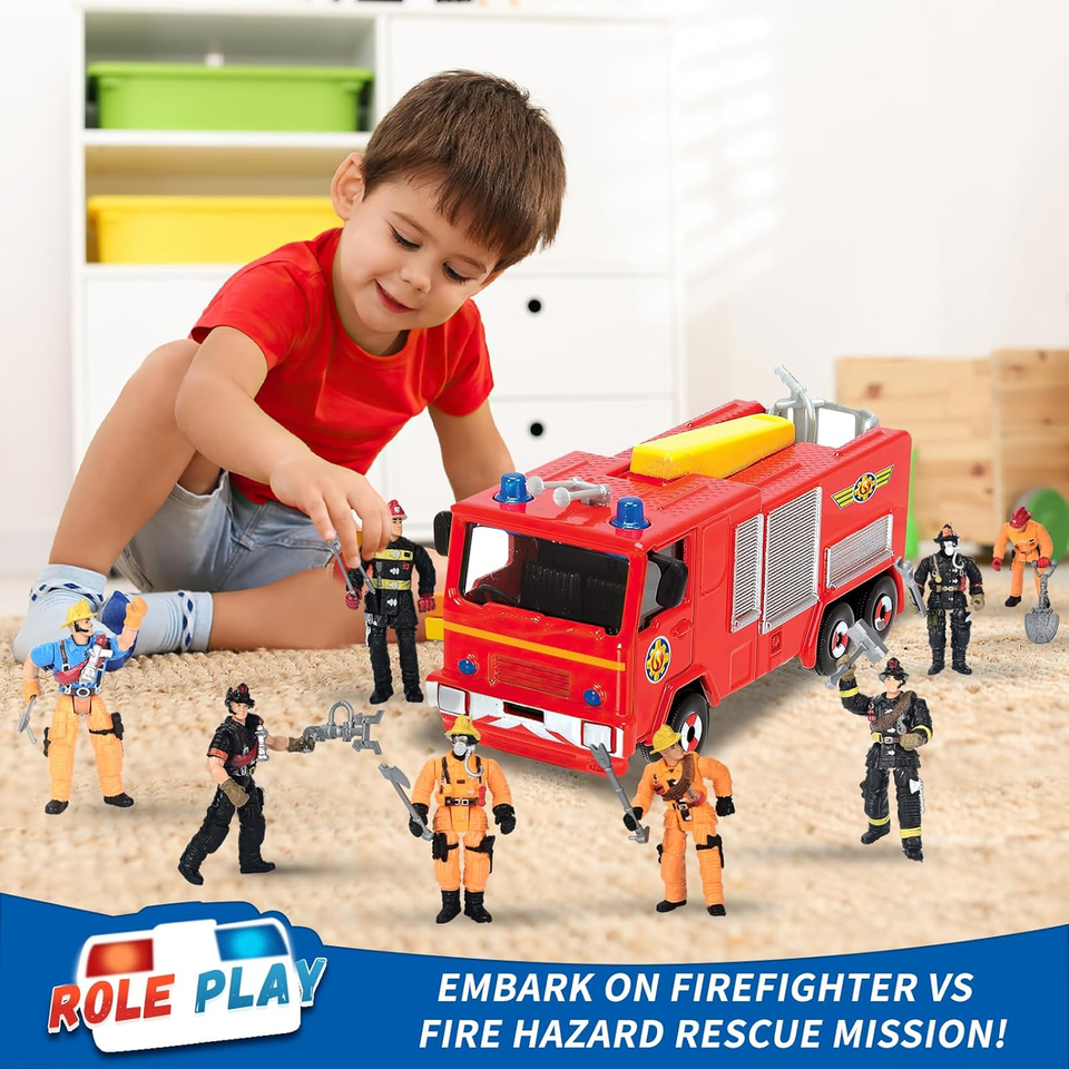 8-Piece Firefighter Action Figures Set | 4" Toys w/ Rescue Tools for ...