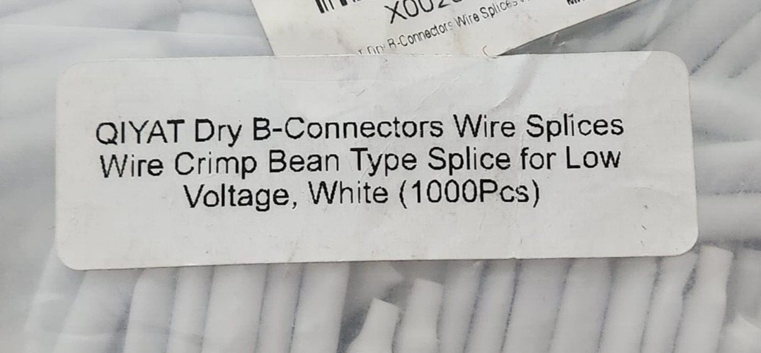100pcs Dry B-Connector Wire Crimp Beanies Splices for Low Voltage White ...
