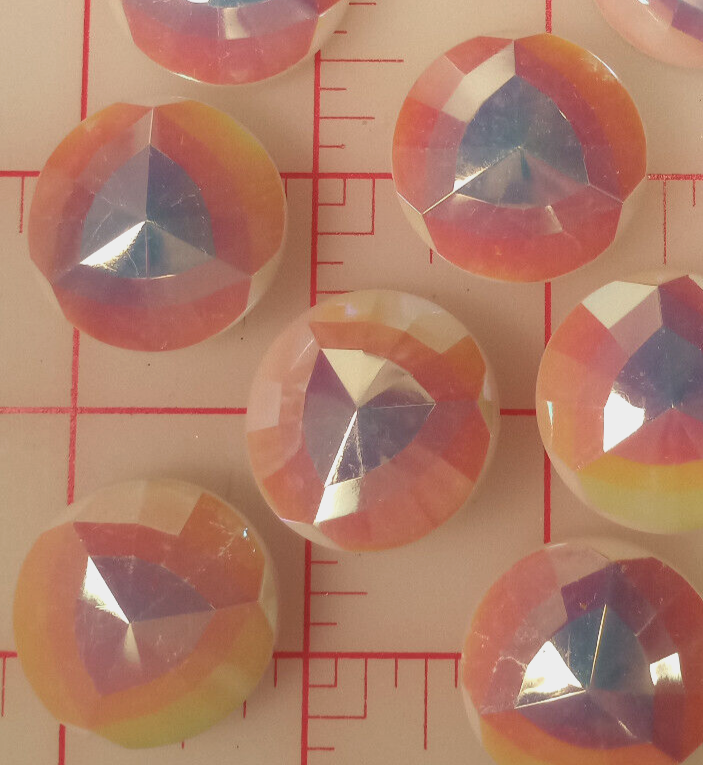 12 Vintage LARGE Glass Faceted Shank Buttons White AB 1-1/8" 27mm ...