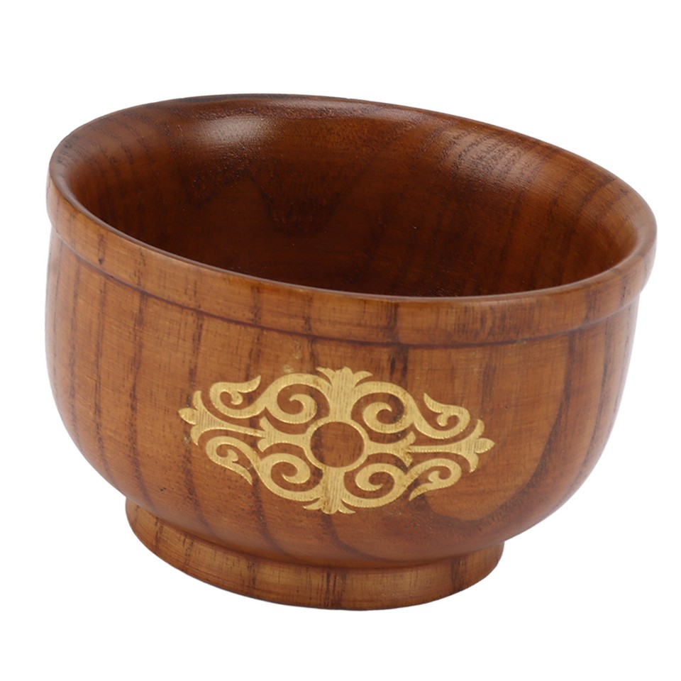Wooden Rice Bowl Jujube Wood Anti Scald Exquisite Elegant Round Wooden ...