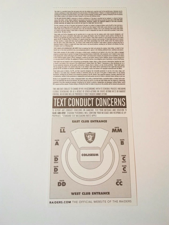 2016 Oakland Raiders Denver Broncos NFL Football Full Ticket Stub | eBay