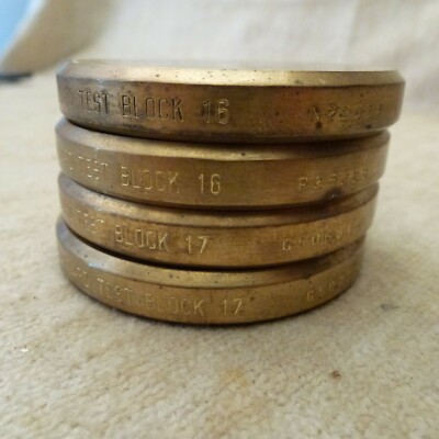 4 used brass Wilson Hardness Rockwell Standard Test Block two 16 two 17 ...