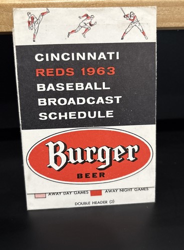 1963 Cincinnati Reds Pocket Schedule Pete Rose Rookie Year Burger Beer ...
