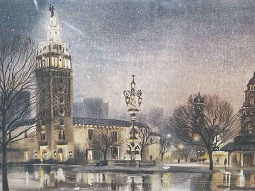 J.R. Hamil Signed Print “First Snow - Plaza” Framed Picture 11.25x9.5 ...