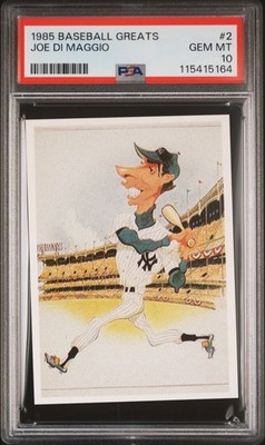 PSA 10 GEM MINT 1985 BASEBALL GREATS JOE DiMAGGIO #2 YANKEES 15164 B151 ...