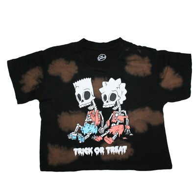 Simpsons Trick or Treat Bleach Tie Die Junior Women's Crop Top - NWT | eBay