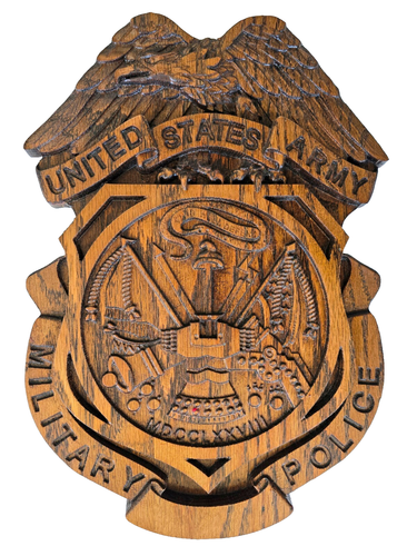 Handmade Wood U.S. Army Military Police (MP) Badge (Dark Walnut Stain ...