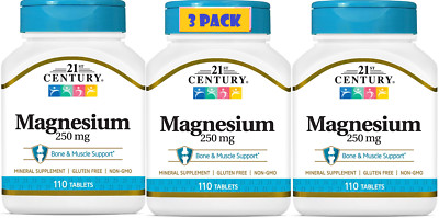3 Pack Magnesium with Calcium 250mg 330 Tablet (3x110) Bone Muscle ...