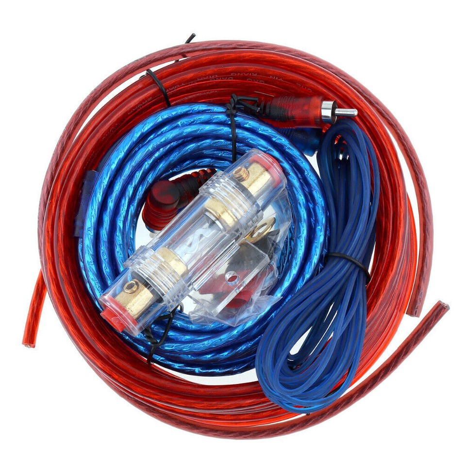 Audio Cable Kit 1500W Amp Amplifier Install RCA Subwoofer Sub Wiring 8 ...