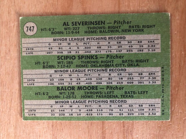 1971 Topps - High # #747 Al Severinsen, Scipio Spinks, Balor Moore (RC ...