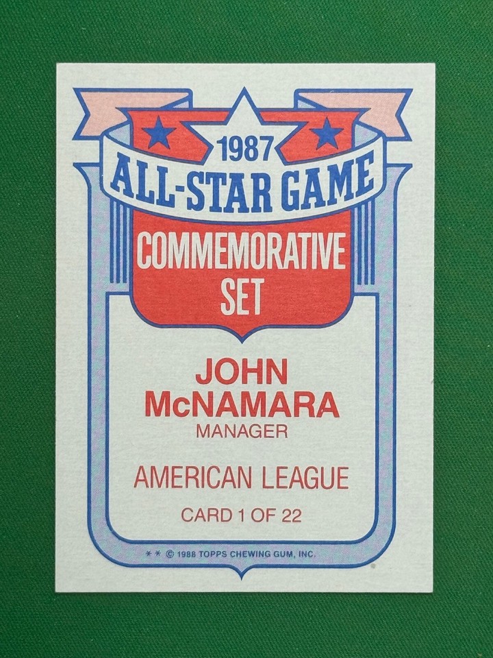 1988 Topps Baseball 1987 All-Star Game Commemorative Set Glossy #1 John McNamara | eBay