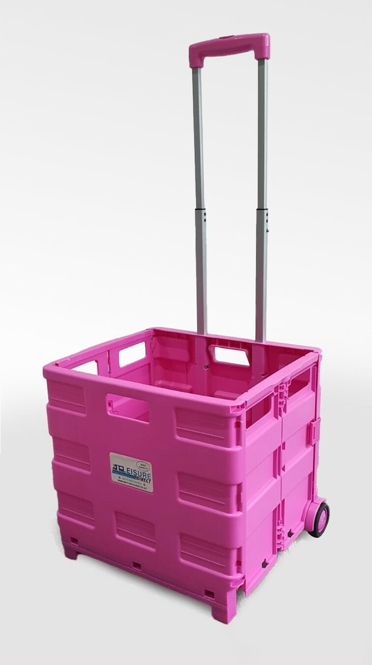 LEISURE DIRECT FOLDING HEAVY DUTY SHOPPING BOOT CART CRATE TROLLEY ...