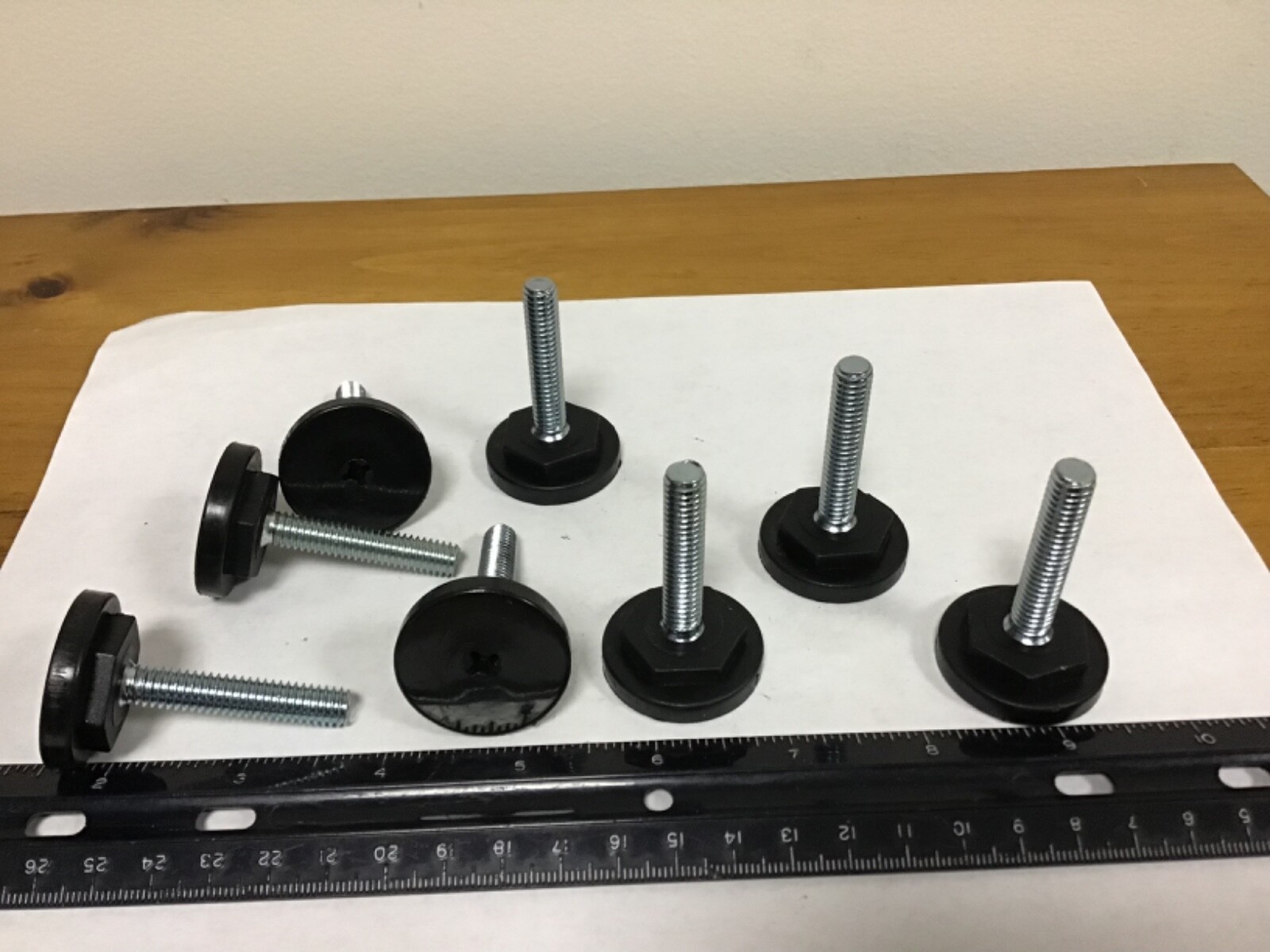 Qty (8) Adjustable Hex Base Levelers, 5/16-18 X 1 1/2” Stem, 33MM Base ...