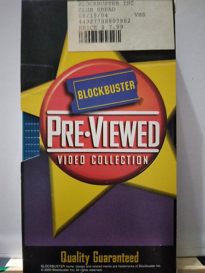 Club Dread (VHS, 2004) Blockbuster PVT [Comedy, Horror, Halloween] | eBay