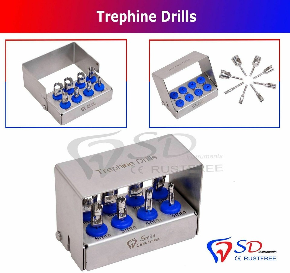 8 Pieces Dental Trephine Drill Kit Surgical Burs For Bone Grafting CE ...