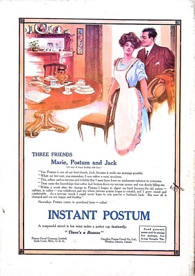 Original Vintage Instant Postum Ad: Three friends, Marie, Postum, Jack ...
