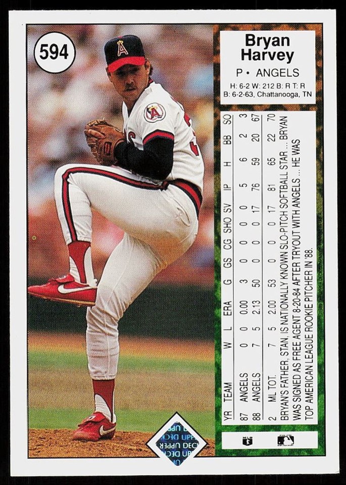 1989 Upper Deck Bryan Harvey Rookie California Angels #594 | eBay