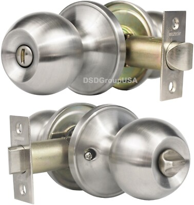 Constructor Privacy NO KEY Door Knob Handle Lock Bed / Bath Satin ...
