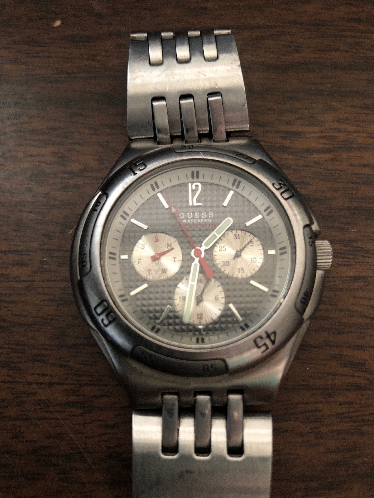 Guess Waterpro 50m mens wrist watch, stainless steel | eBay