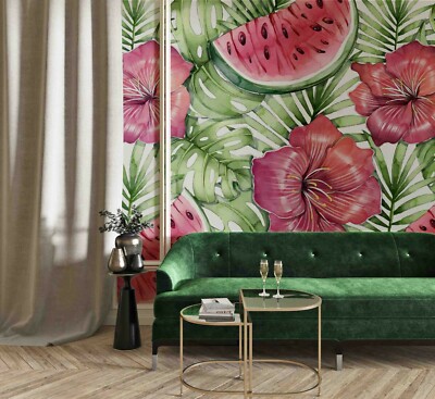 3D Floral Watermelon Seamless Wallpaper Wall Mural Removable Self ...
