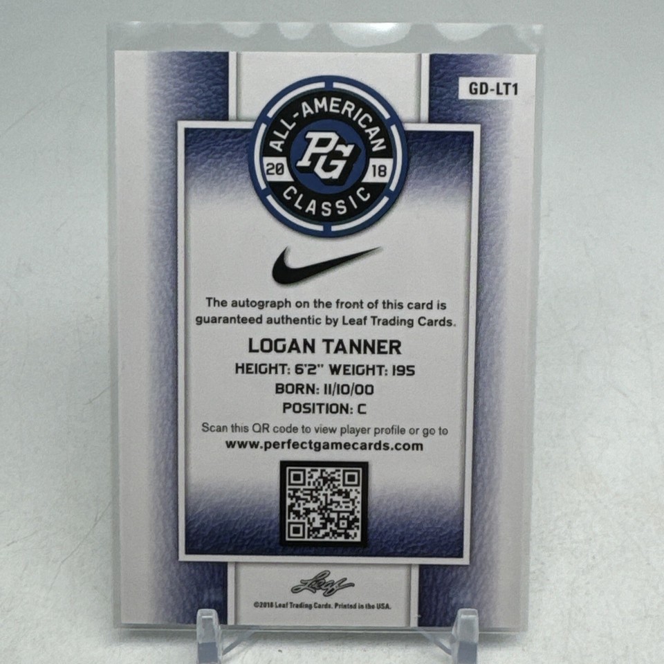 2018 Leaf Perfect Game Classic Day Blue /3 Logan Tanner Auto Cincinnati ...