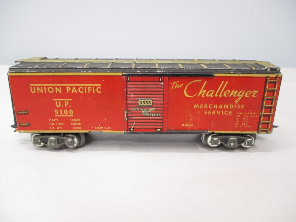 Marx 3555 Union Pacific 9100 Challenger Red Litho Boxcar O Gauge X6121 ...