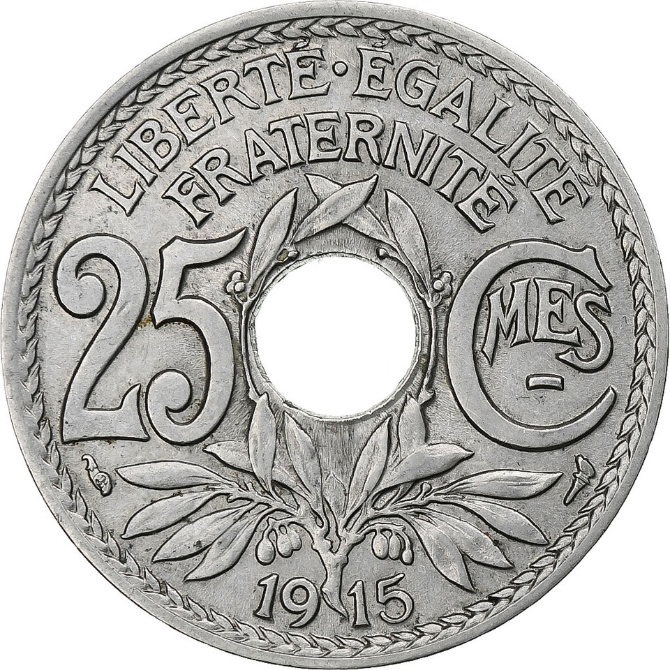 [#1271258] France, 25 Centimes, Lindauer, 1915, Paris, Souligné, Nickel ...