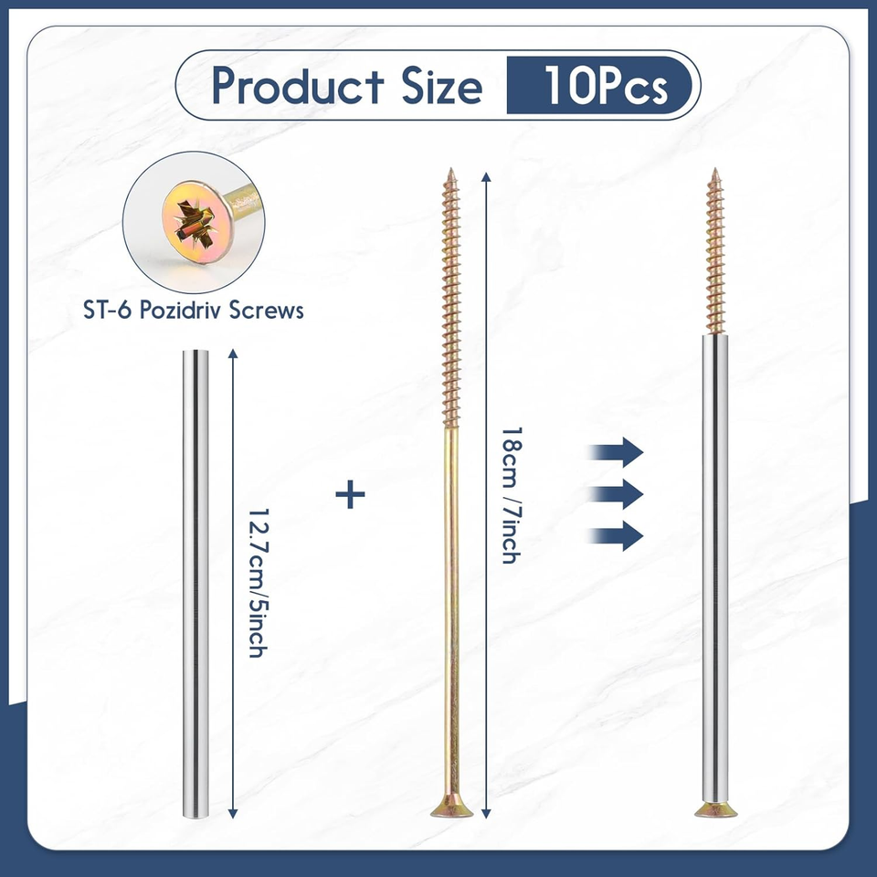 10 Pcs 7'' Gutter Screws with Metal Ferrule Durable Gutter Nails and ...