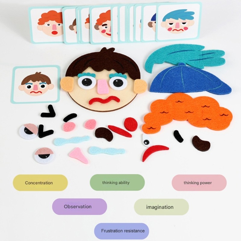 Soft Felt Face Features Stickers Creative Play Set Children Emotional ...