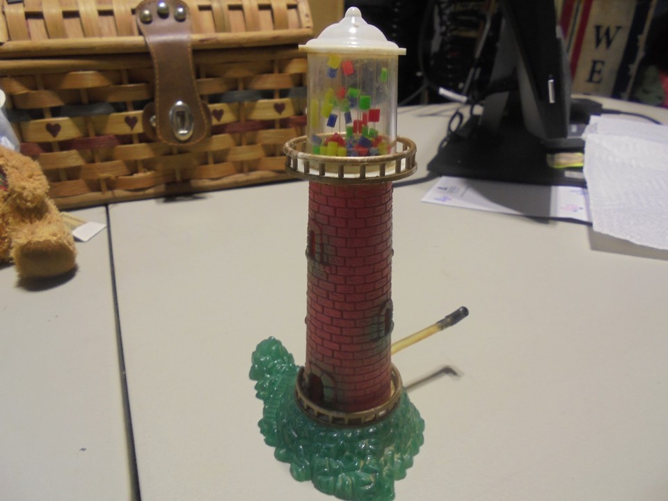 Vintage Hartz Action Lighthouse Aquarium Fish Tank Decor Rainbow Swirl ...