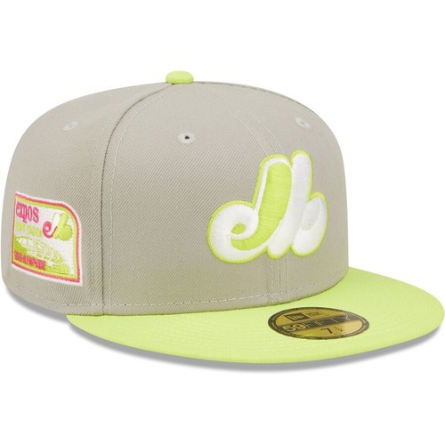 New Era Montreal Expos Gray Cyber Green 5950 Hat Side Patch Size 7 1/4 ...
