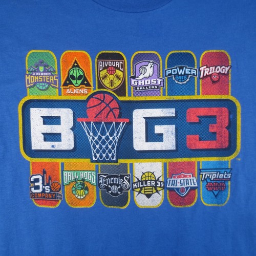 Big 3 Basketball Tournament T Shirt Mens XL Blue Short Sleeve Crew Neck ...