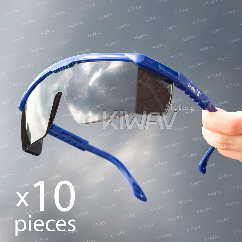 VAWiK safety spectacles glasses smoke lens blue frame warp-around lens ...