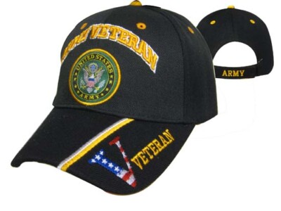 Official US Army Licensed Army Veteran & Emblem Black/Digital Camo Cap ...